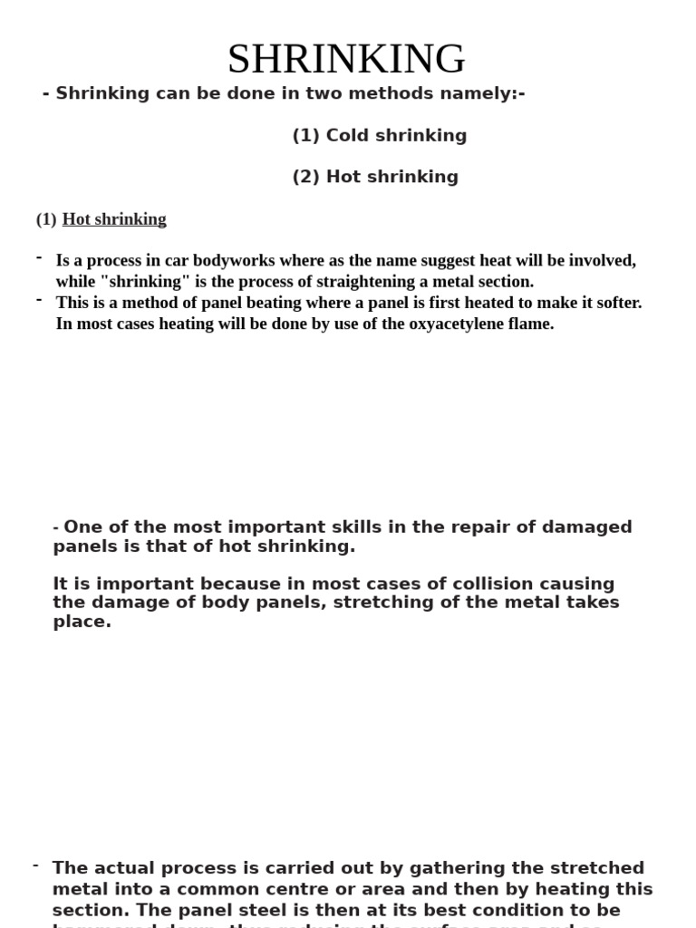 Shrinking 1 | PDF | Hammer | Welding