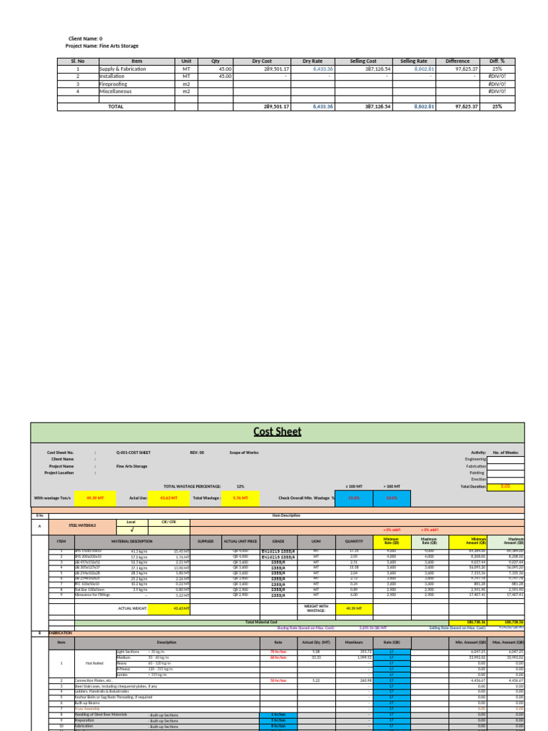 Steel Material Cost Analysis | PDF | Metal Fabrication | Building Materials