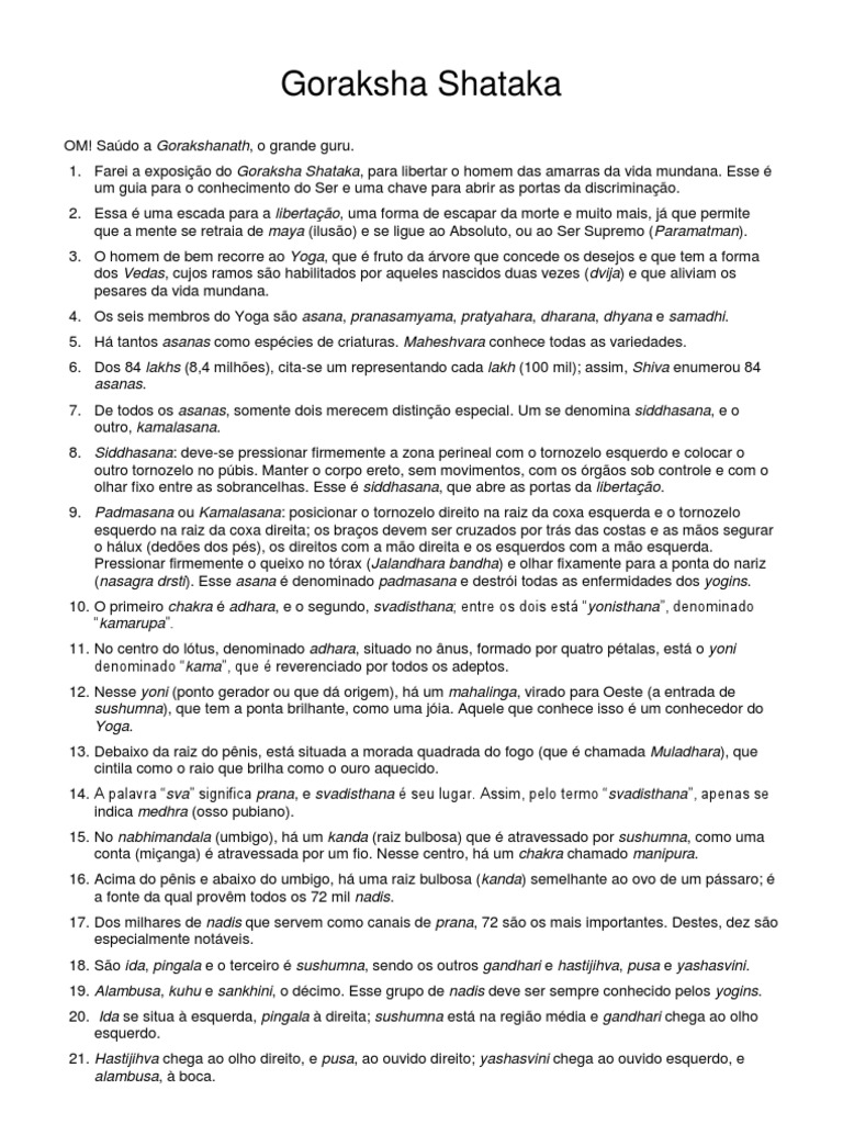 Goraksha Shataka | PDF | Ashtanga Vinyasa Yoga | Chacra