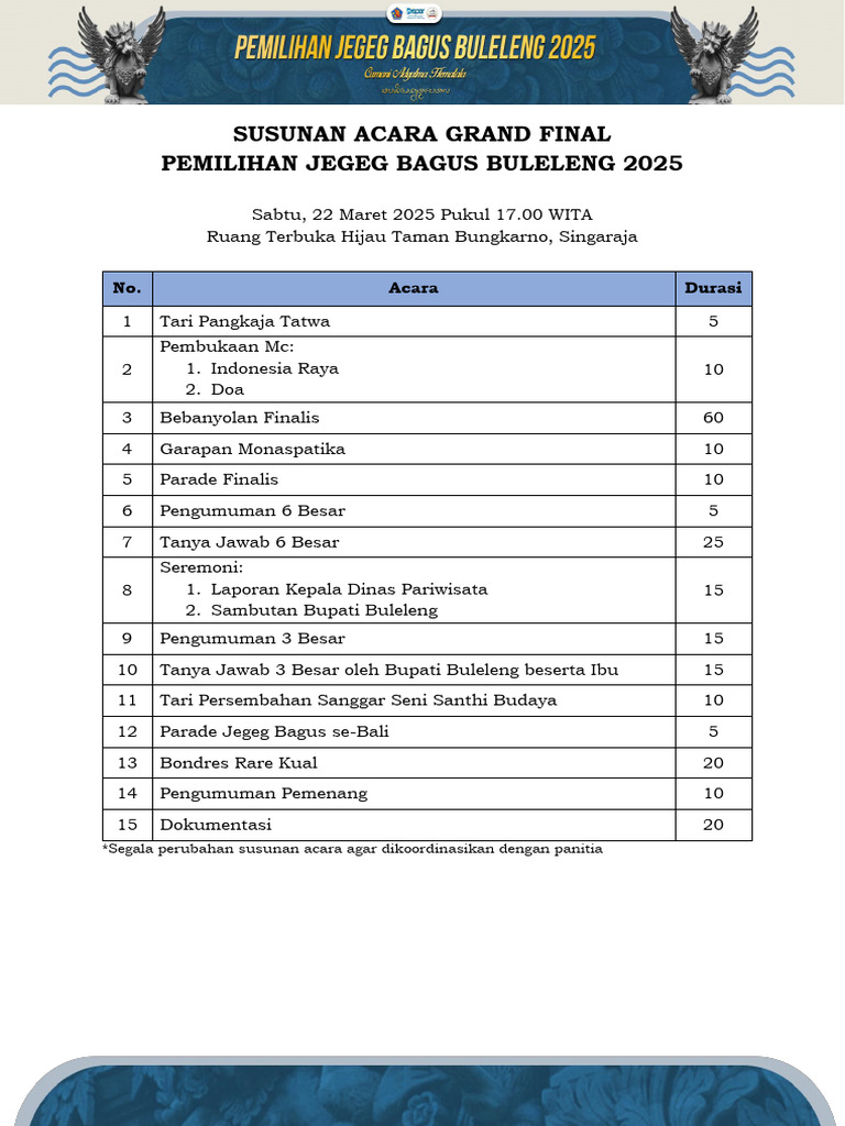 Susunan Acara Grand Final 2025 | PDF
