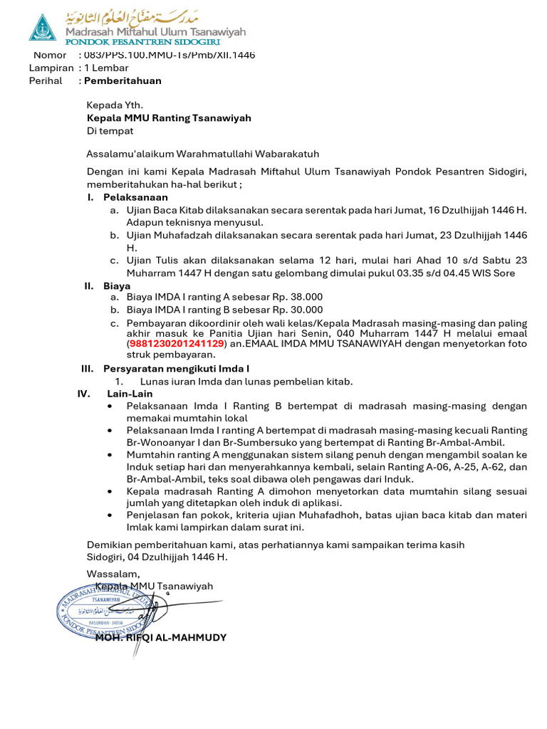 Pemberitahuan Imda I Ranting | PDF