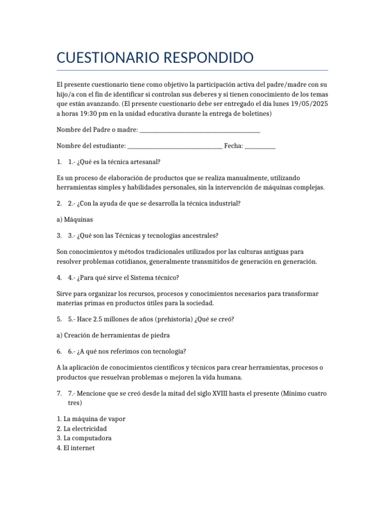 Cuestionario Respondido-1 | PDF