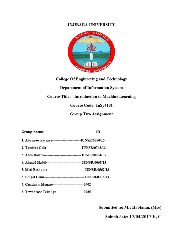 Group 2 ML Assignment PDF | PDF | Principal Component Analysis | Machine Learning