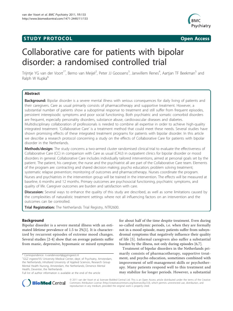 Collaborative Care For Patients With Bipolar Disorder - A Randomised ...
