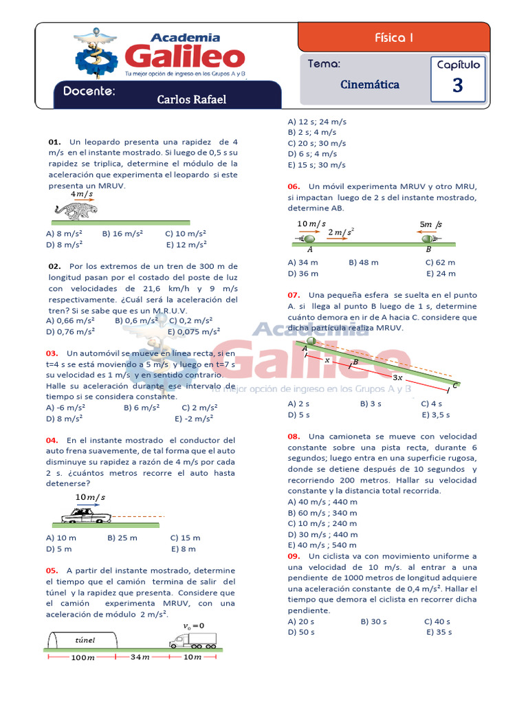 Repaso Cinemática 2 MRUV | PDF | Velocidad | Velocidad