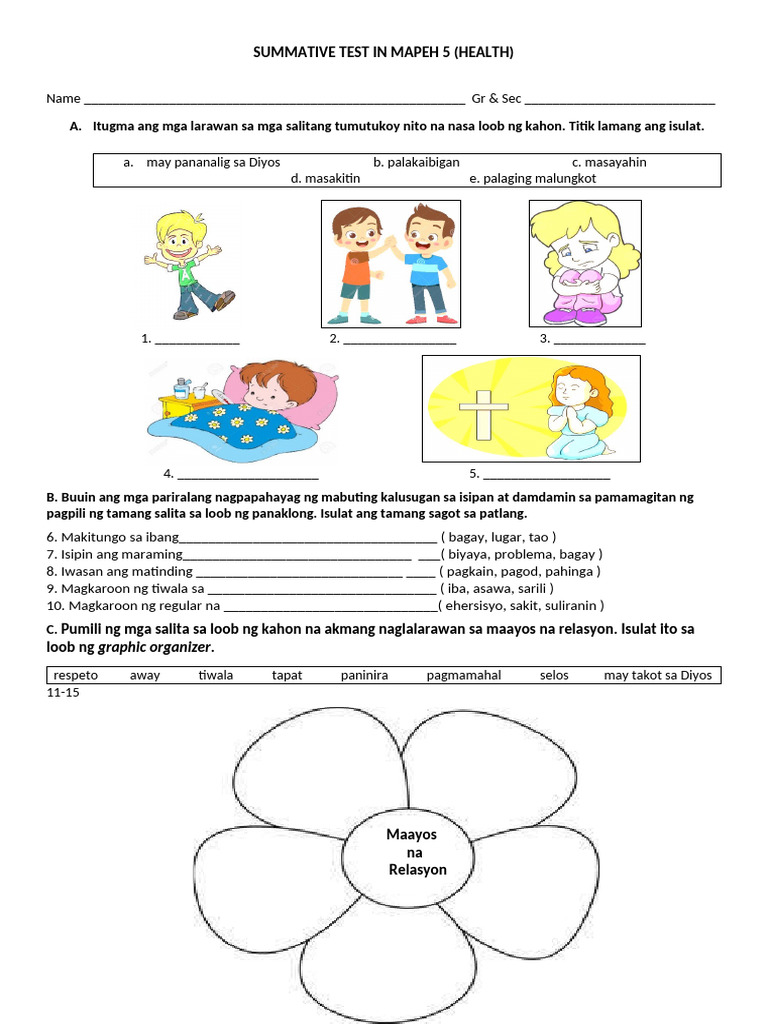Summative Test in Health | PDF