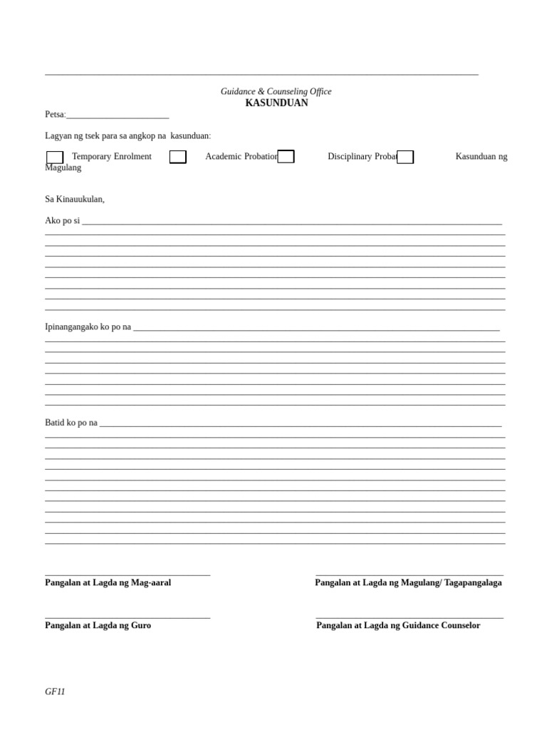 GF11 Kasunduan | PDF