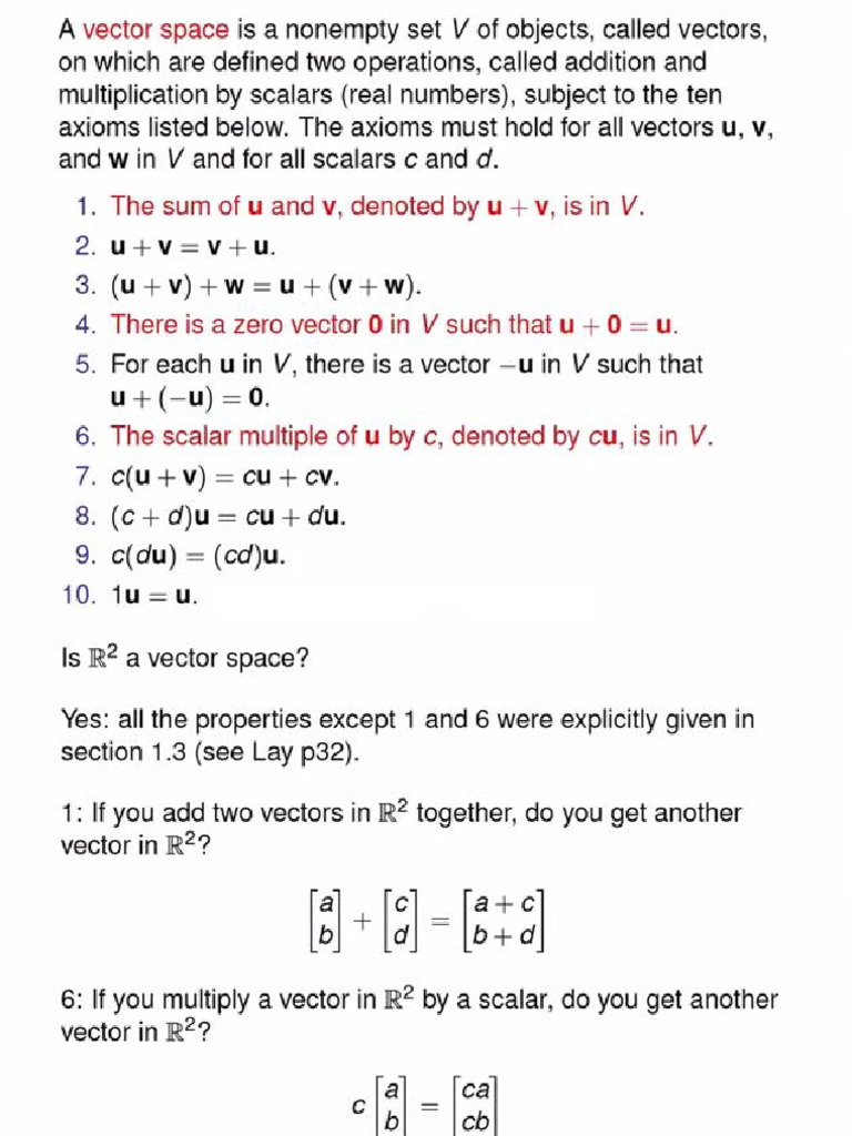 Linear Algebra Section (4.1) | PDF