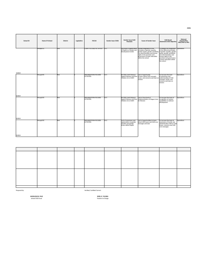 FY2024 MACAPIL ES GAD Accomplishment Report and GAD Plan For The SY ...