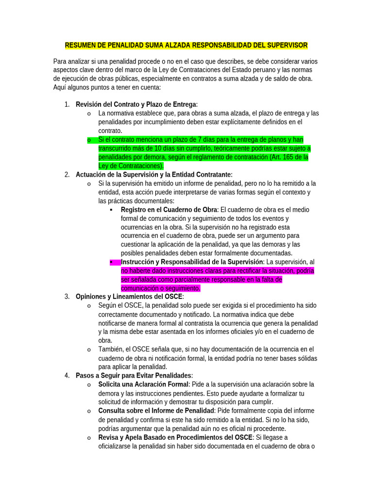 Resumen de Penalidad Suma Alzada Responsabilidad Del Supervisor | PDF | Justicia | Crimen y ...