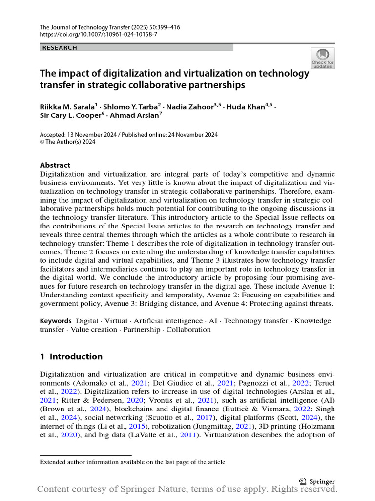 The Impact of Digitalization and Virtualization On | PDF | Technology Transfer | Innovation