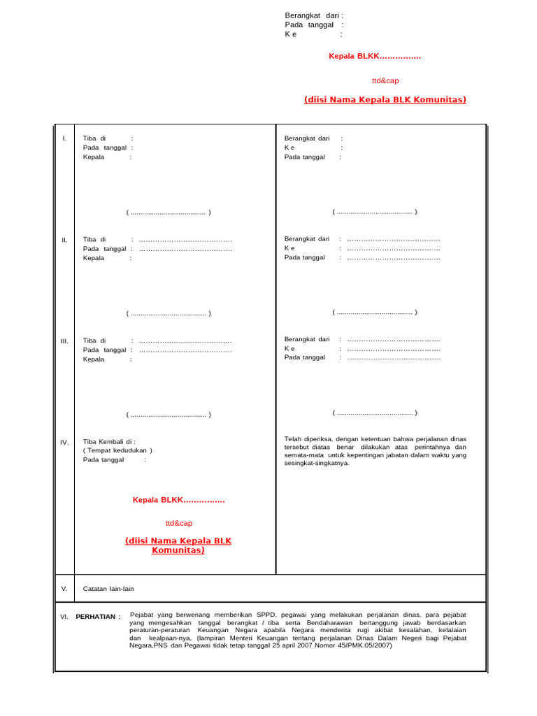 Contoh SPPD BLKK | PDF