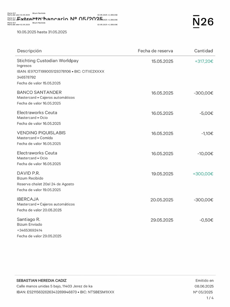 Extracto N26 | PDF