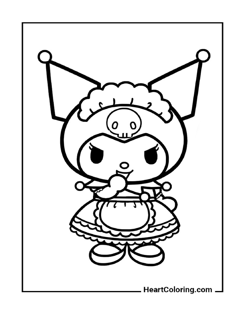 29 Kuromi As A Maid Kuromi Coloring Pages | PDF