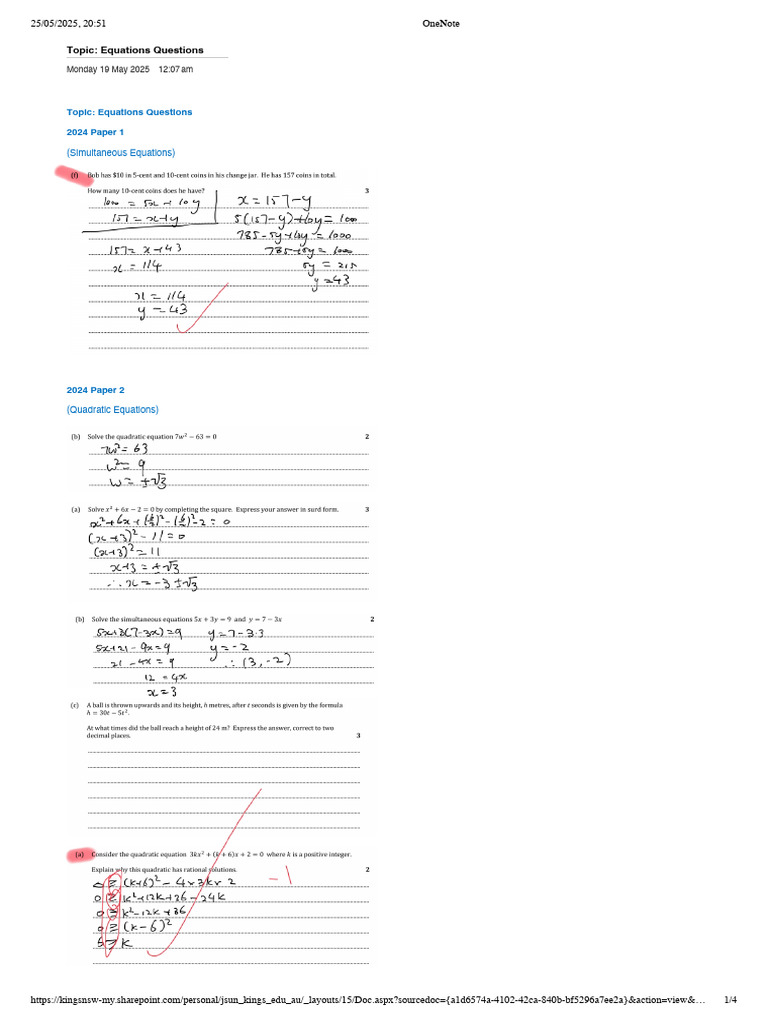 Equation Past Paper | PDF