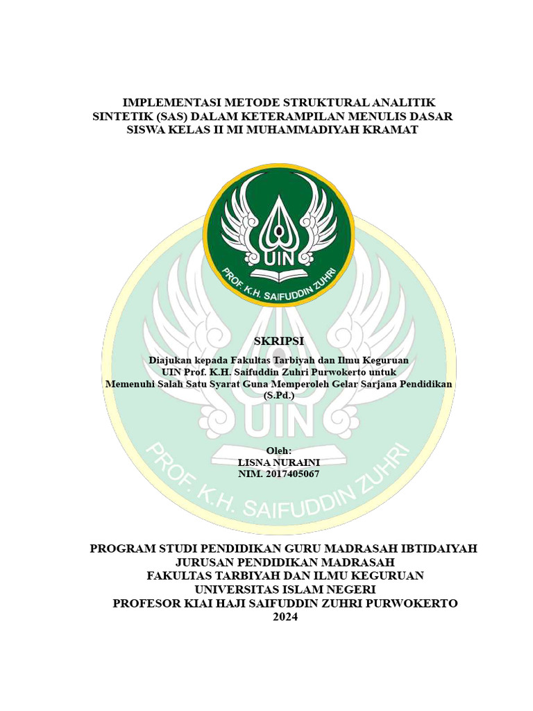 Lisna Nuraini - Implementasi Metode Struktural Analitik Sintetik (SAS) Dalam Keterampilan ...