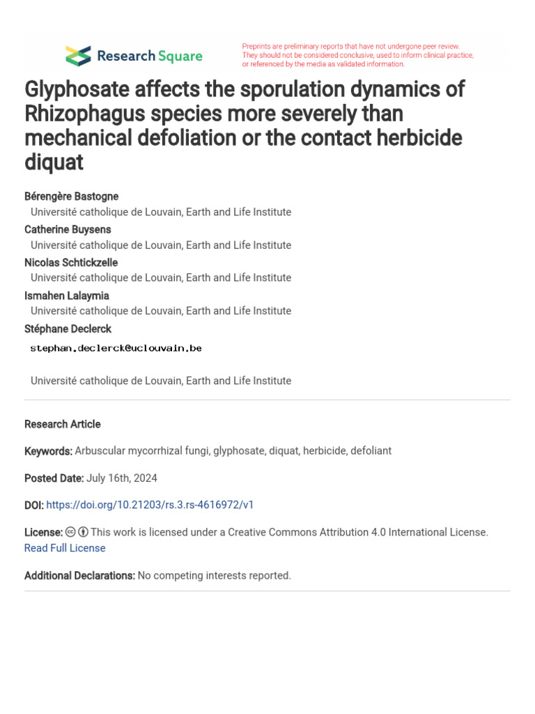 Glyphosate Affects The Sporulation Dynamics of Rhi | PDF | High Performance Liquid ...
