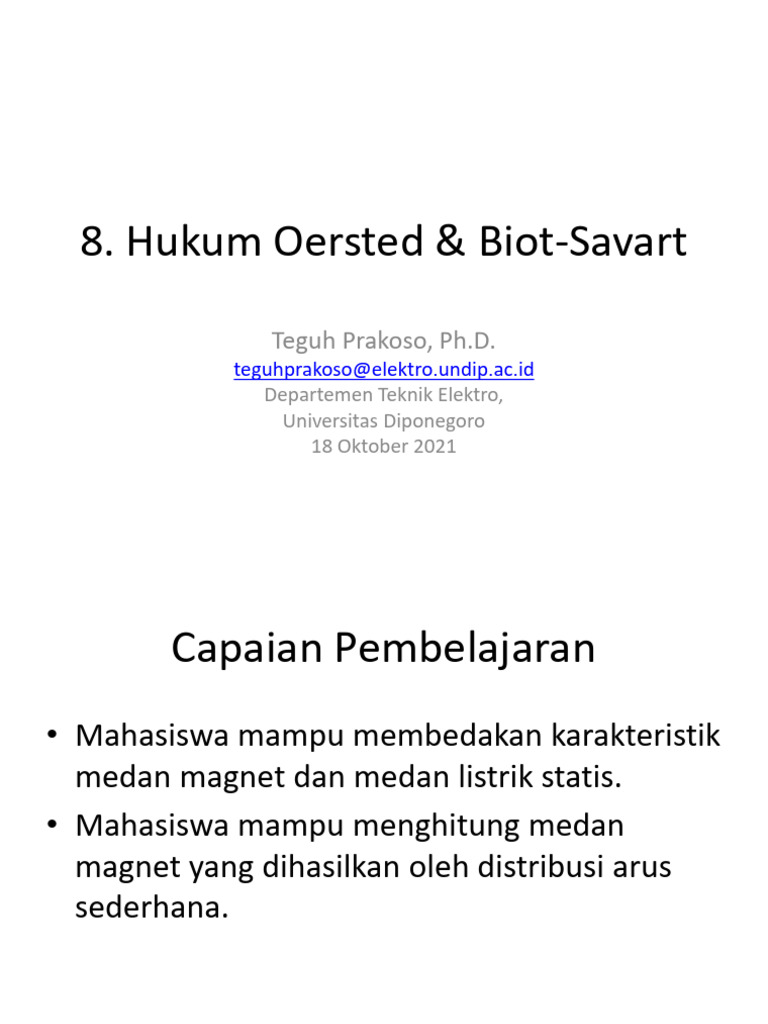 Hukum Oersted Biot-Savart | PDF