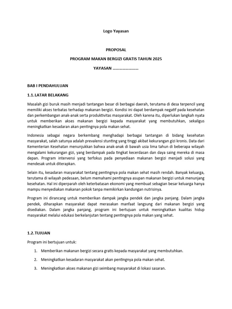 Proposal MBG Pebruari 2025 | PDF