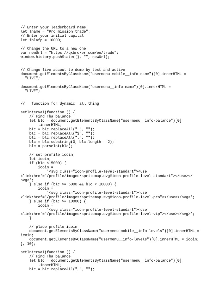Quotex Demo To Live Script | PDF