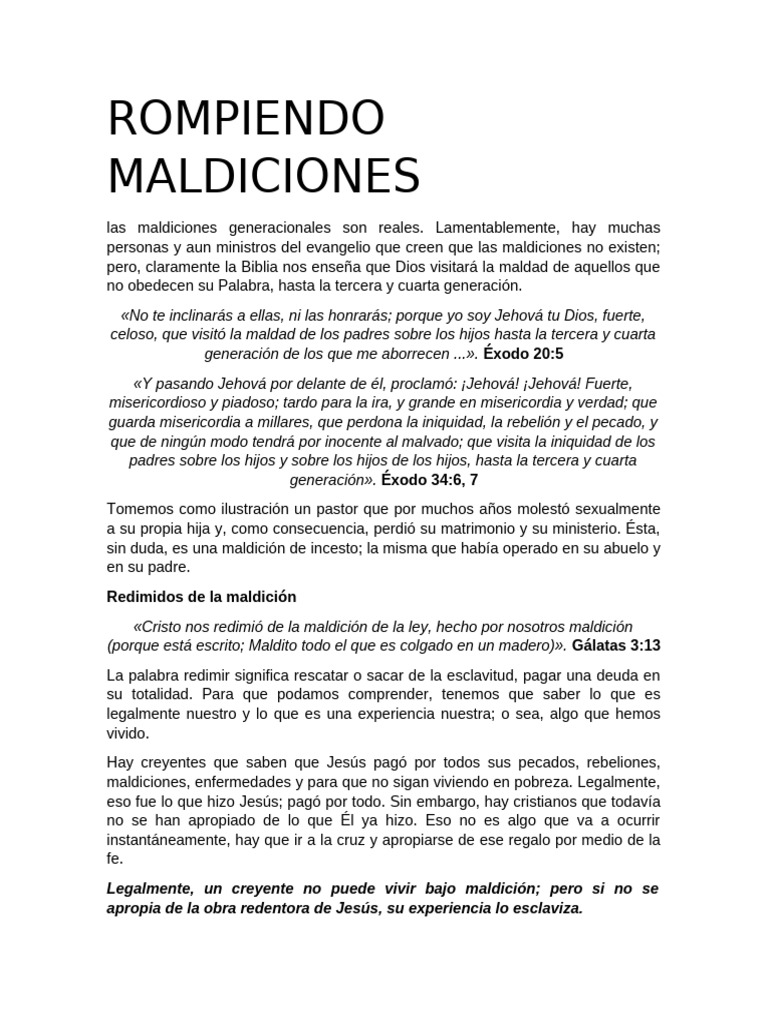 Rompiendo Maldiciones Pdf Pecado Perdón