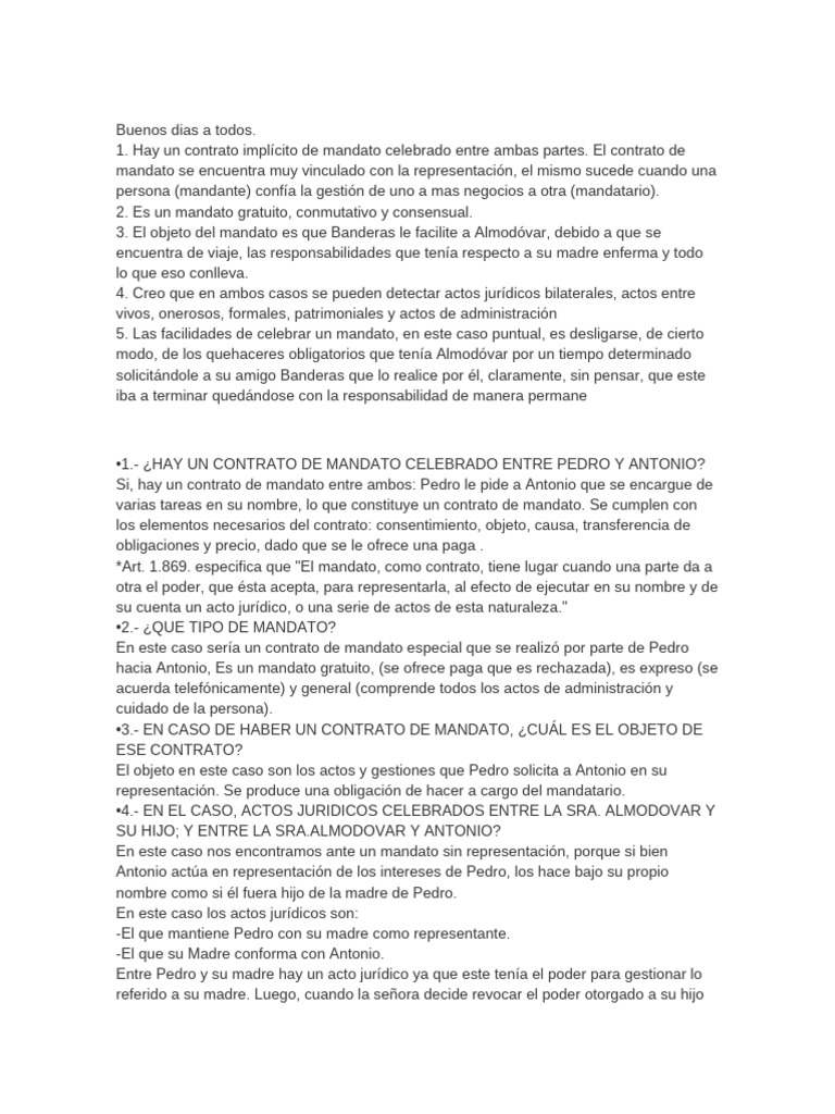 Respuestas Al Foro de Mandato | PDF | Poder legal