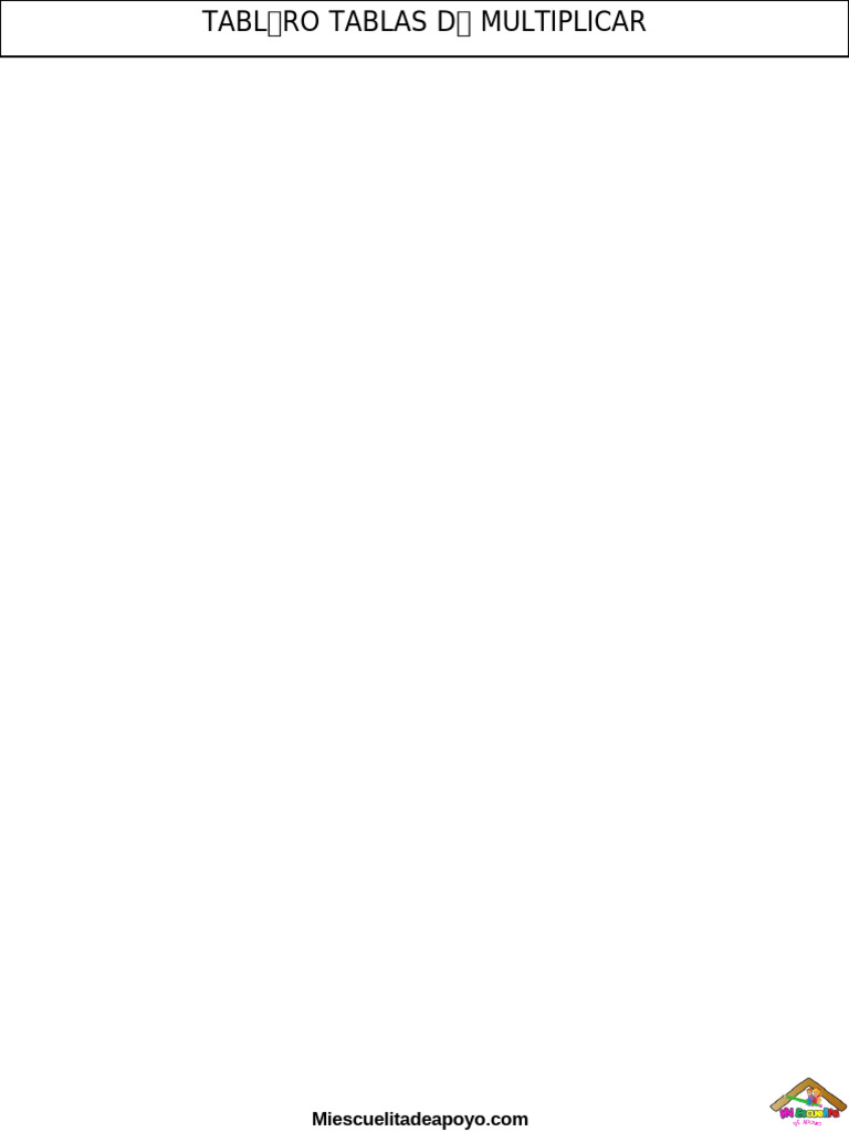 Tablero Tablas de Multiplicar Mi Escuelita de Apoyo | PDF