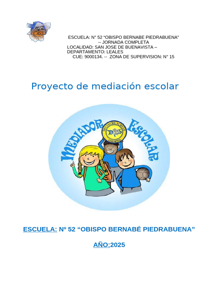 Mediación Escolar en la Escuela Piedrabuena | PDF | Escuelas | Mediación