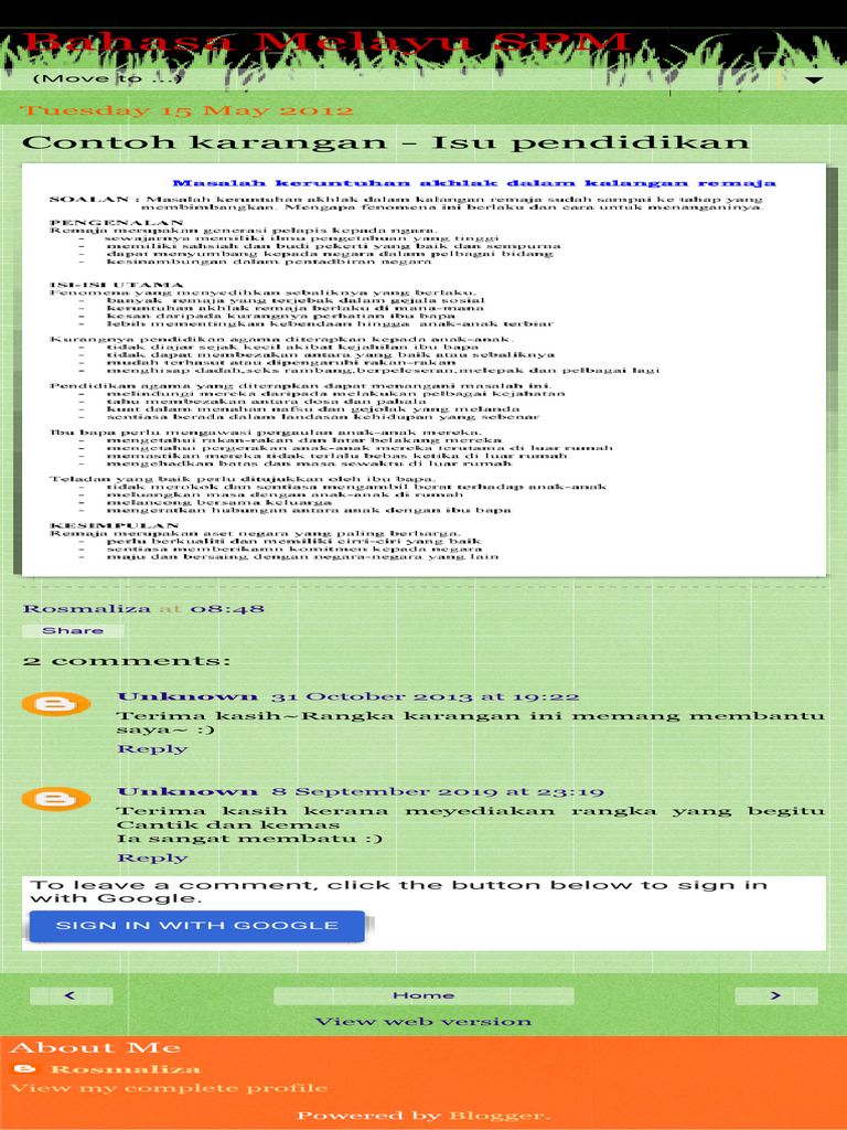 Bahasa Melayu SPM Contoh Karangan - Isu Pendidikan | PDF