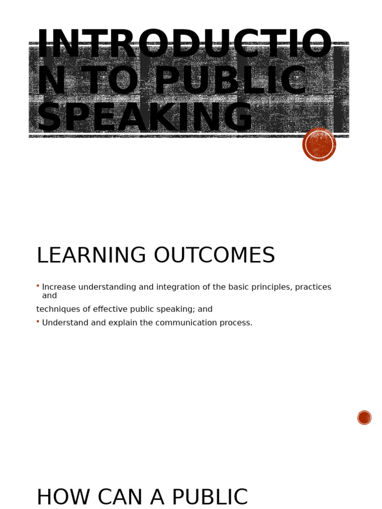 Introduction To Public Speaking | PDF | Communication | Public Speaking