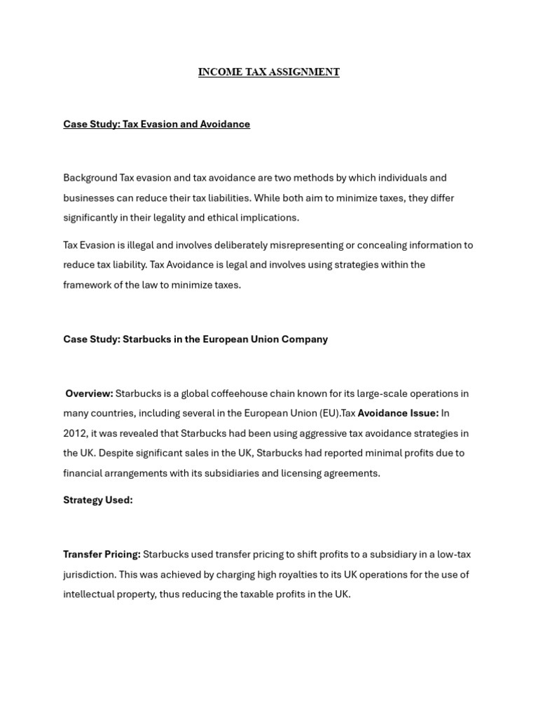 Starbucks Tax Evasion vs. Avoidance Case | PDF | Taxes | Tax Avoidance