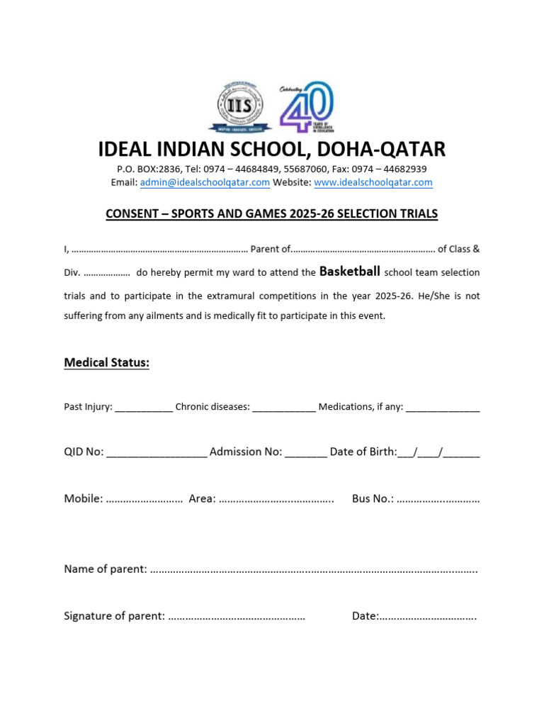 Consent Basketball Selection Trials | PDF