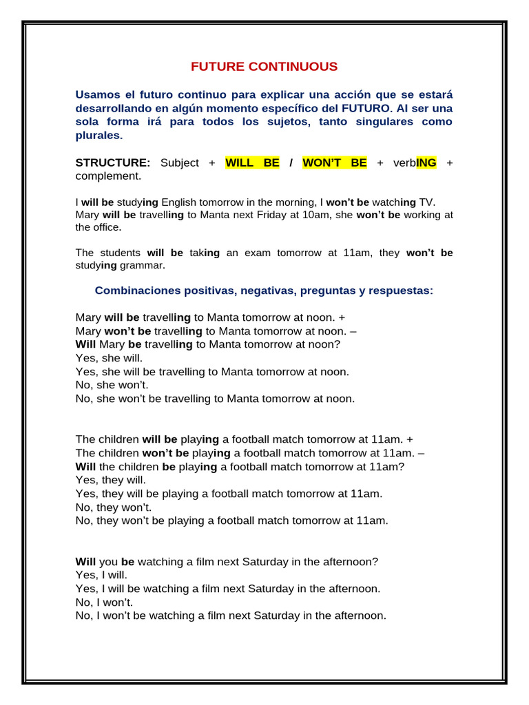 Future Continuous | PDF