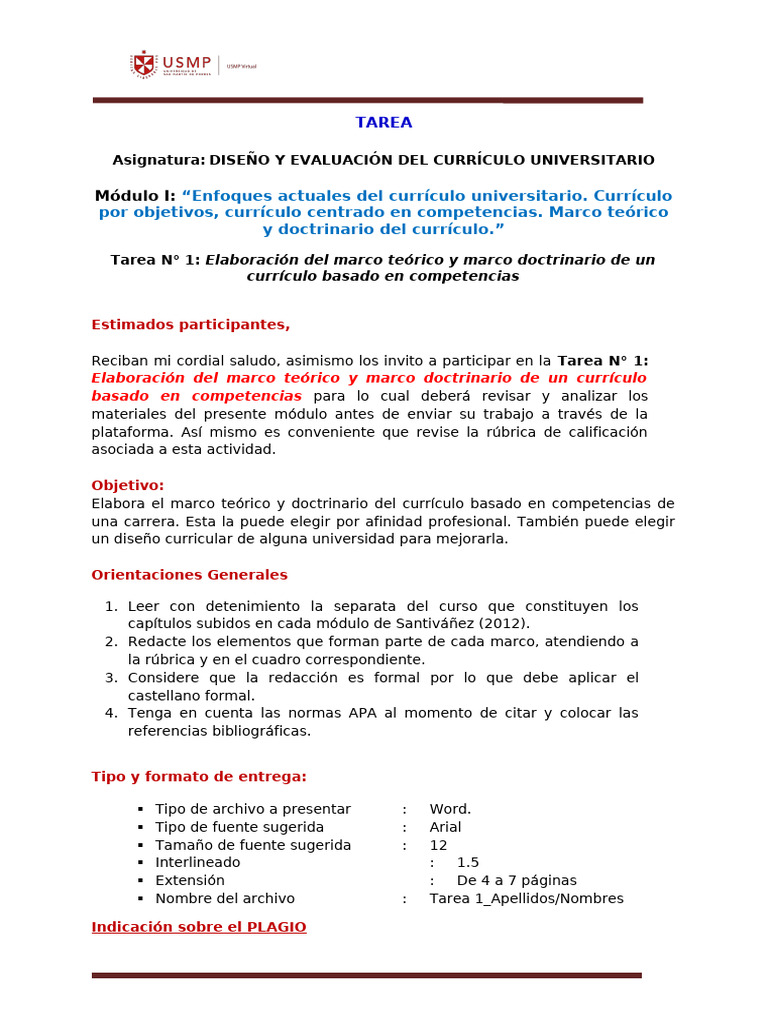 Formato de Tarea - 1 | PDF | Plan de estudios | Educación en artes ...