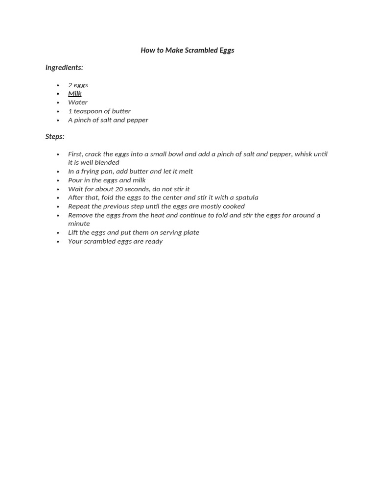 Easy Scrambled Eggs Recipe | PDF