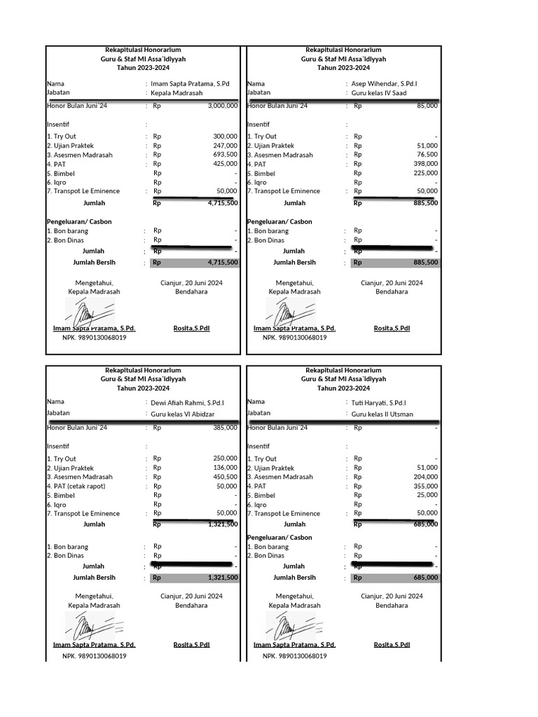 Salin Dari Struk - Jun'24 | PDF