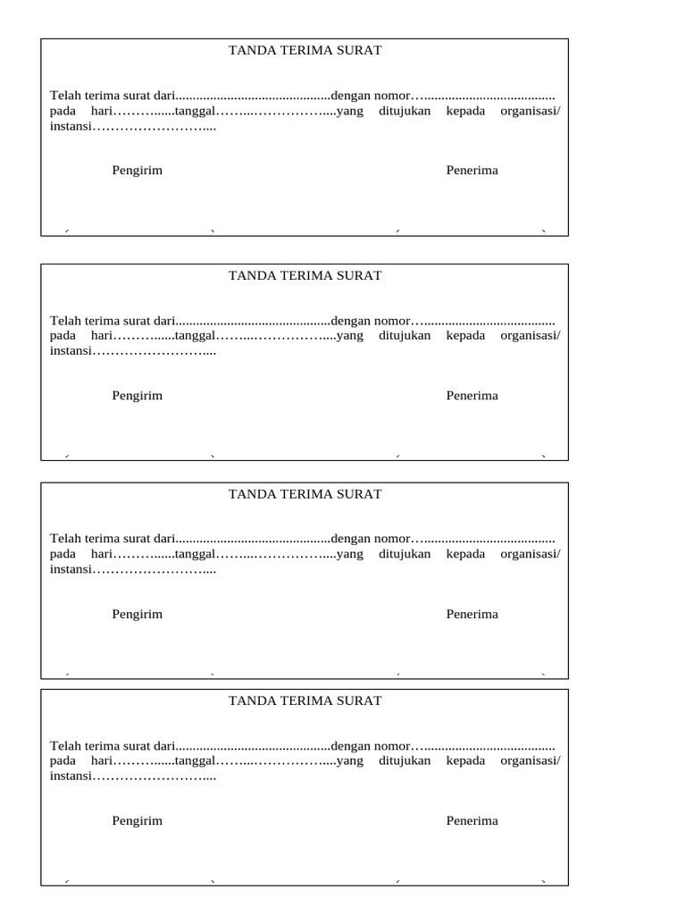 Contoh Tanda Terima Surat Resmi | PDF