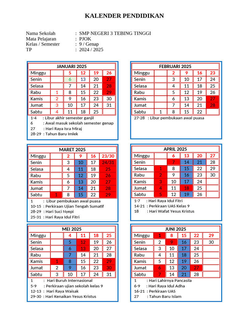 Kalender Pendidikan | PDF