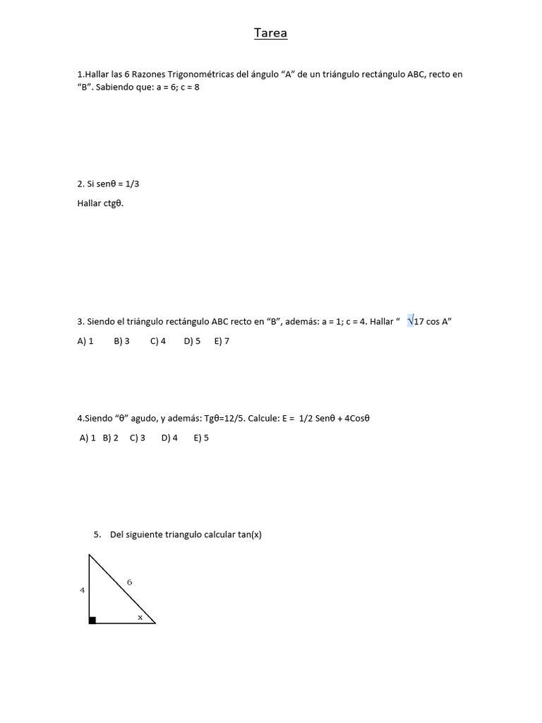 Tarea de Raz Trigonometricas 3ero Sec | PDF