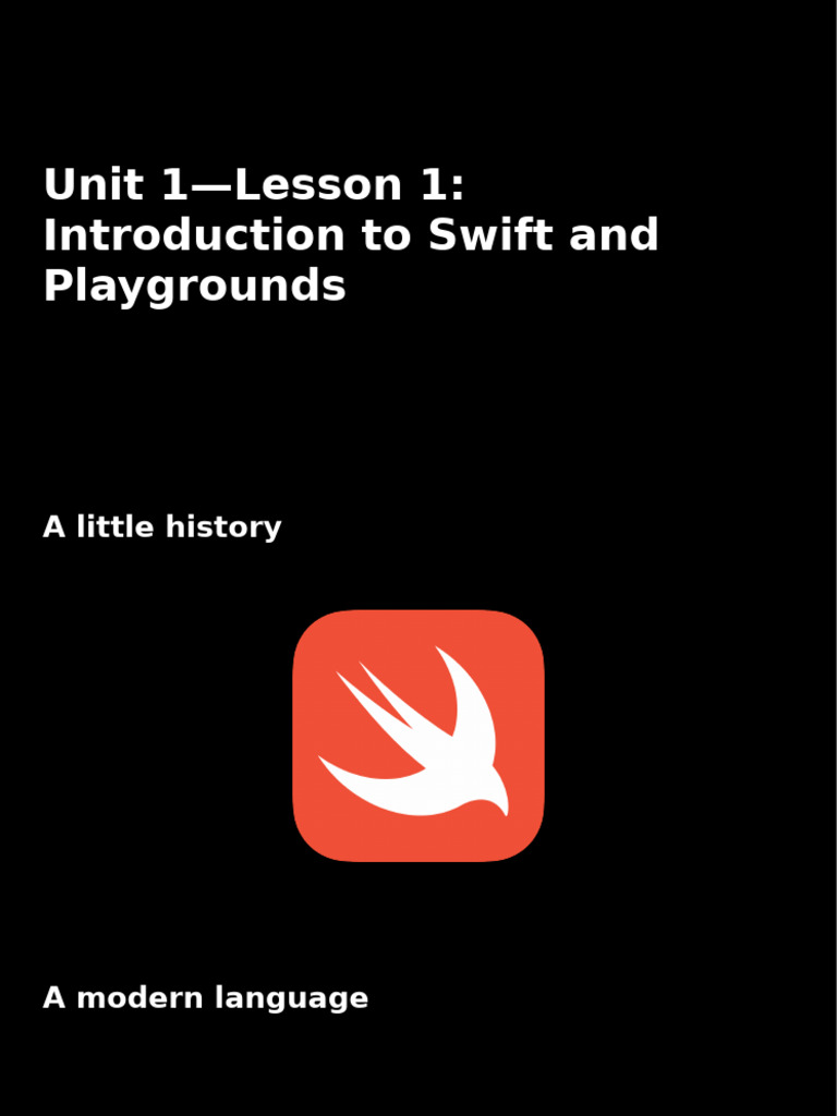 1-01 Introduction To Swift and Playgrounds | PDF
