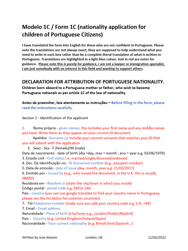 Portuguese Nationality Application Guide | PDF | Birth Certificate ...