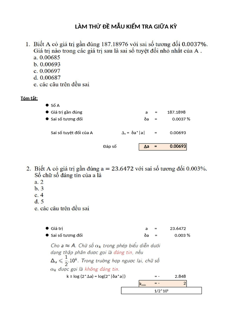 Toan Ung Dung - Kiem Tra Giua Ky - Thai Manh Hung MSSV 24T110183 | PDF