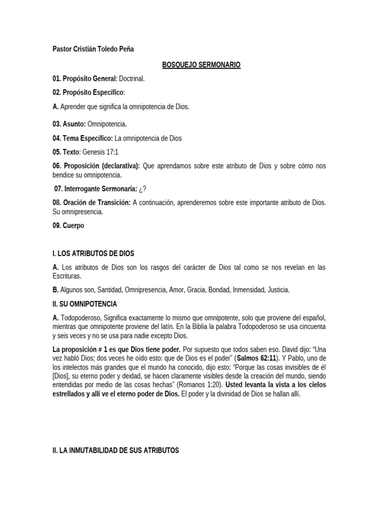 Bosquejo Genesis 17 1 Atributos - La Omnipotencia de Dios | PDF | Dios | Omnipotencia