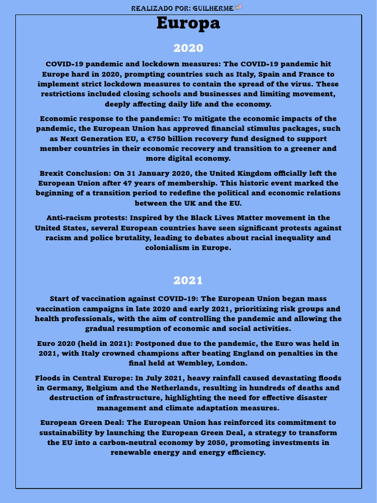 Key Events in Europe and Asia (2020-2025) | PDF | Africa | European Union