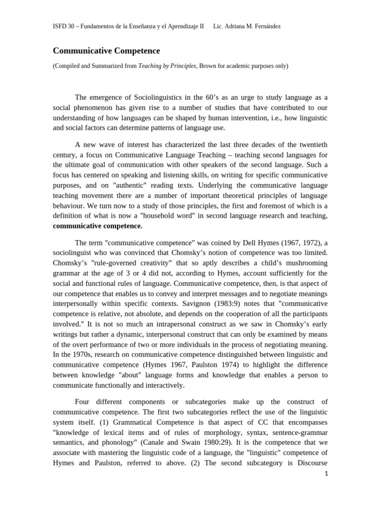 Communicative Competence | PDF | Linguistics | Grammar