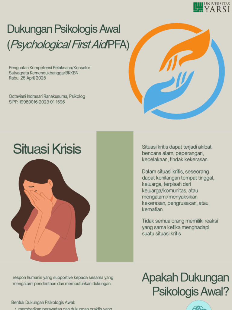 Psychological First Aid Dukungan Psikolologis Awal | PDF