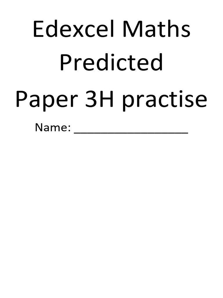Edexcel Maths Higher Paper 3 Practise | PDF