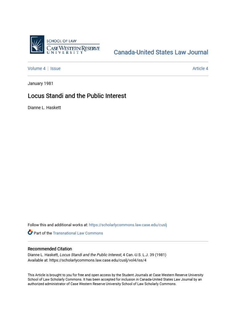 Locus Standi and the Public Interest | PDF | Standing (Law) | Justice