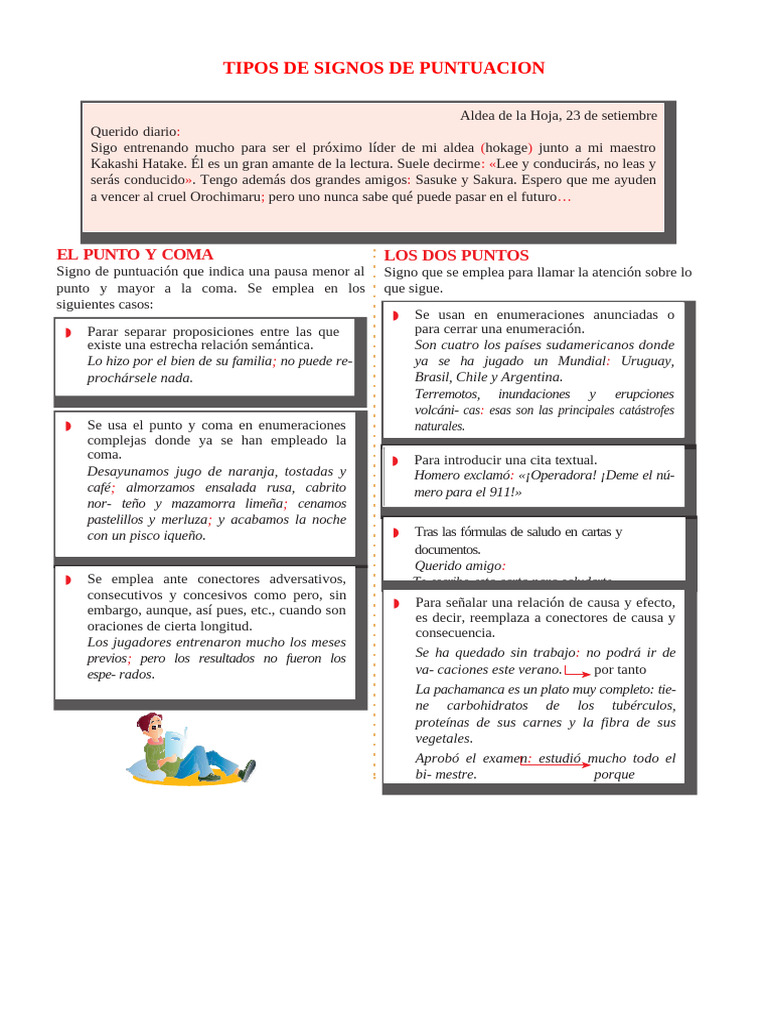 Tipos de Signos de Puntuación para Primer Grado de Secundaria | PDF ...
