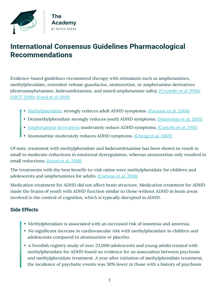International Consensus Guidelines Pharmacological Recommendations | PDF | Attention Deficit ...